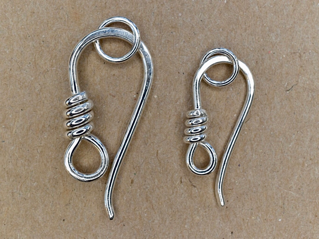 Sterling Silver Clasp Handmade Artisan Hook Eye Coiled Shiny 1/5/15pcs ...