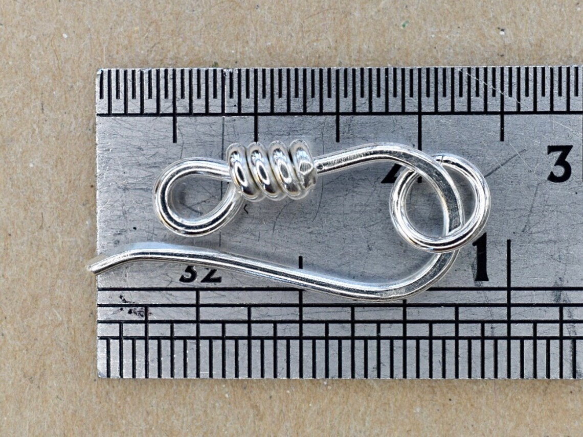 Sterling Silver Clasp Handmade Artisan Hook Eye Coiled Shiny 1/5/15pcs ...