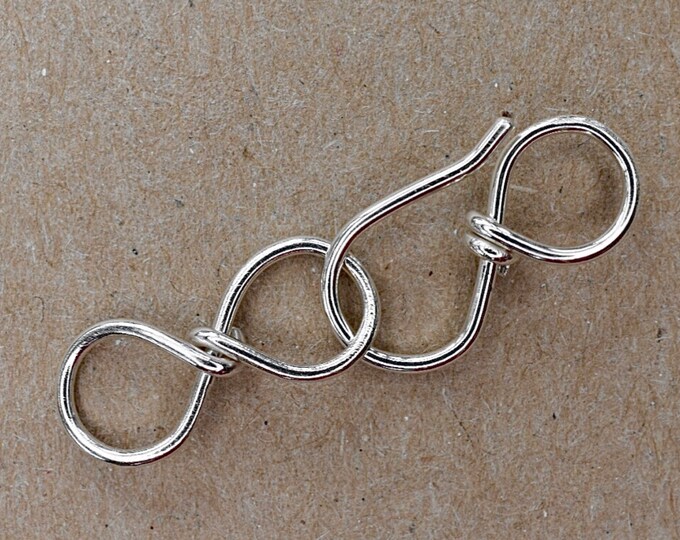 Sterling Silver Clasps Handmade Artisan Infinity Hook Eye Clasps Shiny ...