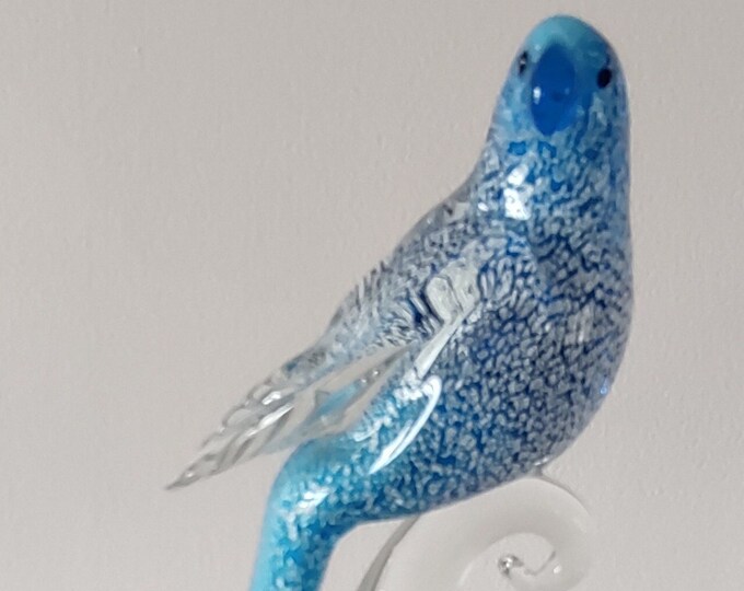 Vintage Formia Vetri Di Murano Glass Blue Budgerigar Exotic Birds of ...