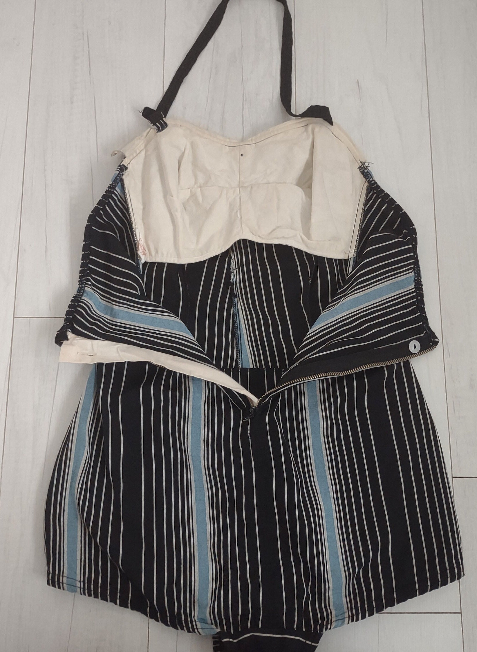 Vintage 1950's Surf Togs Pin-up Nautical Blue Striped Swimsuit Size 32/ ...