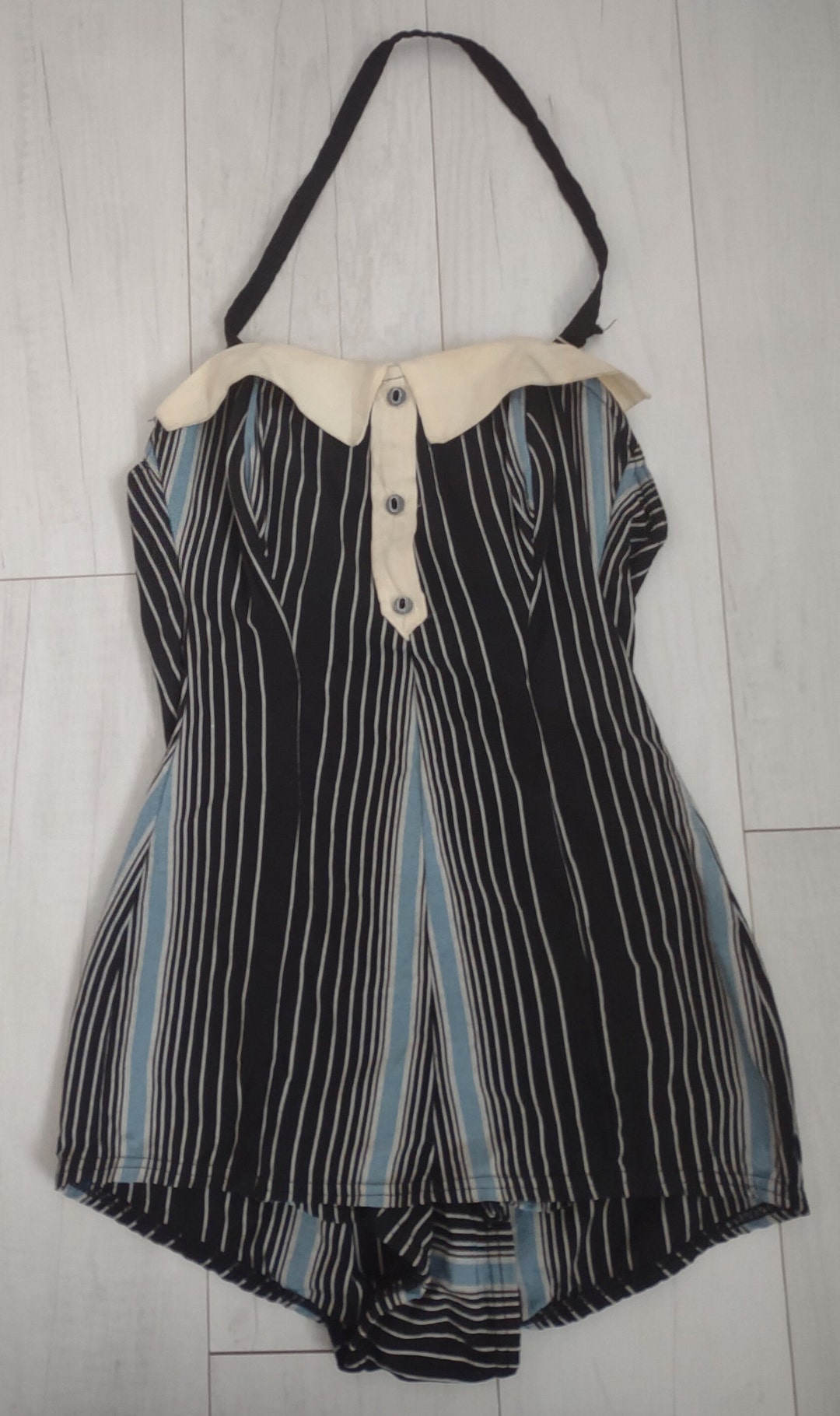 Vintage 1950's Surf Togs Pin-up Nautical Blue Striped Swimsuit Size 32/ ...