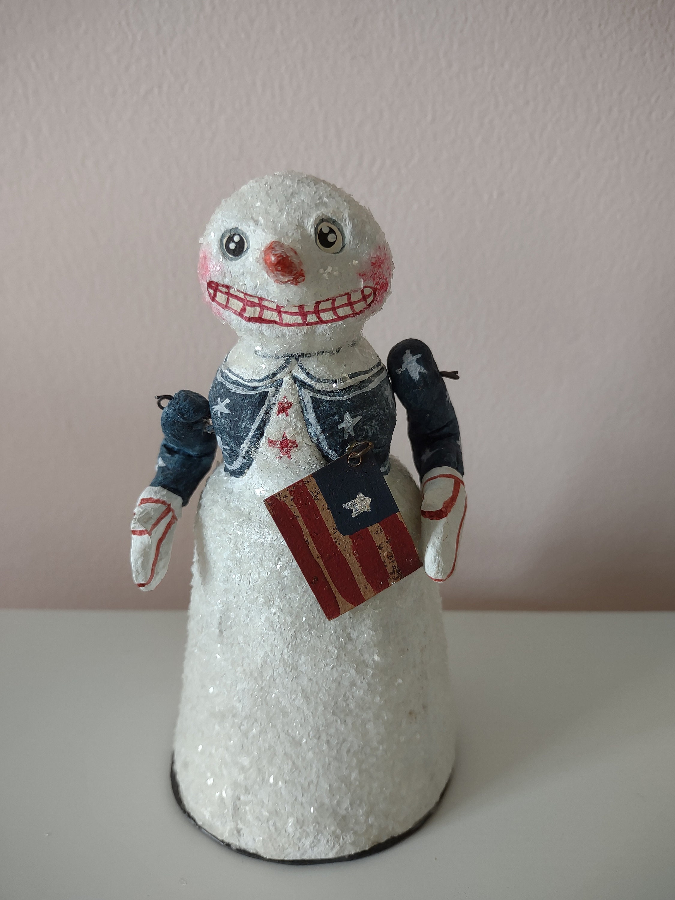 Vintage 1999 Poliwoggs American Folk Art Patriotic Snowman - Etsy