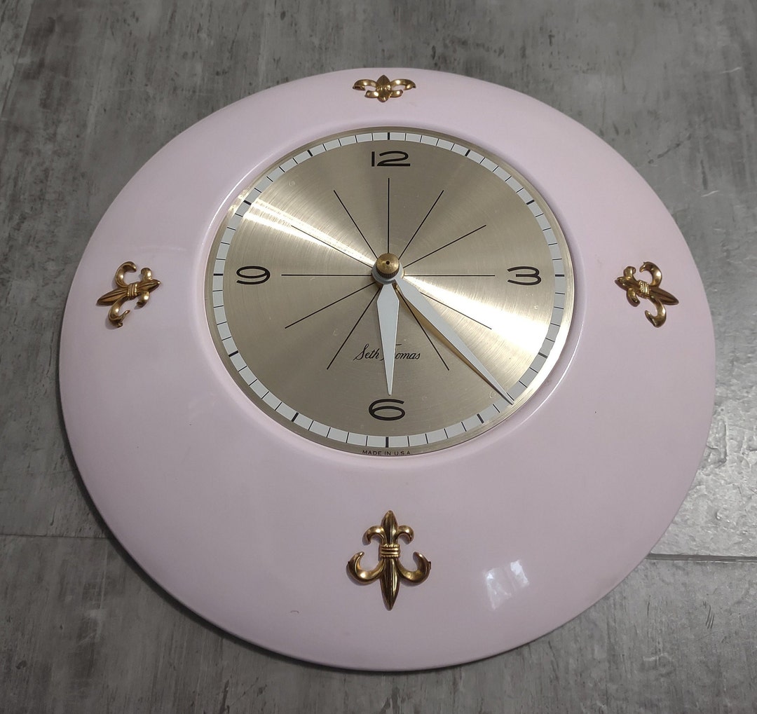 Vintage 1950's/1960's Seth Thomas MCM Pink Fleur De Lis Wall Clock - Etsy