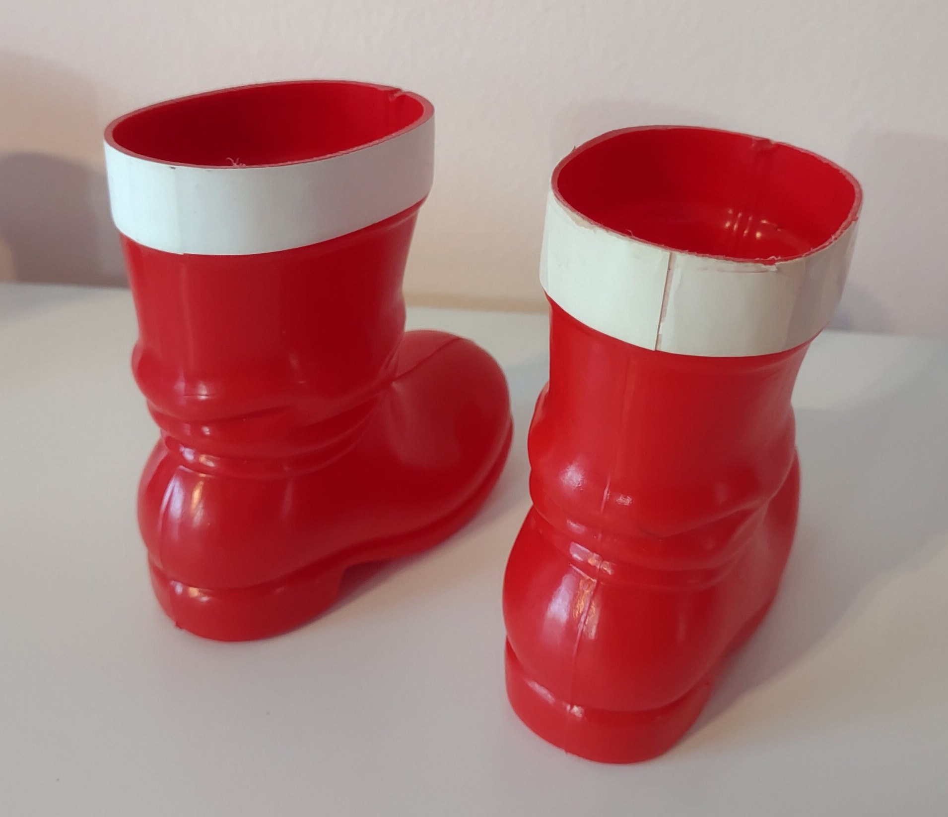 Vintage Pair of Red Plastic Santa Boots Christmas Candy - Etsy