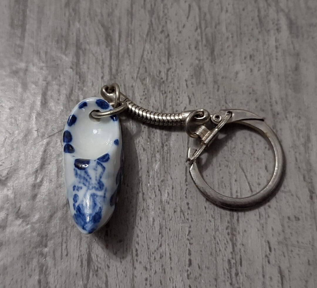 Vintage Delft Blue Holland Clog Shoe Keychain - Etsy