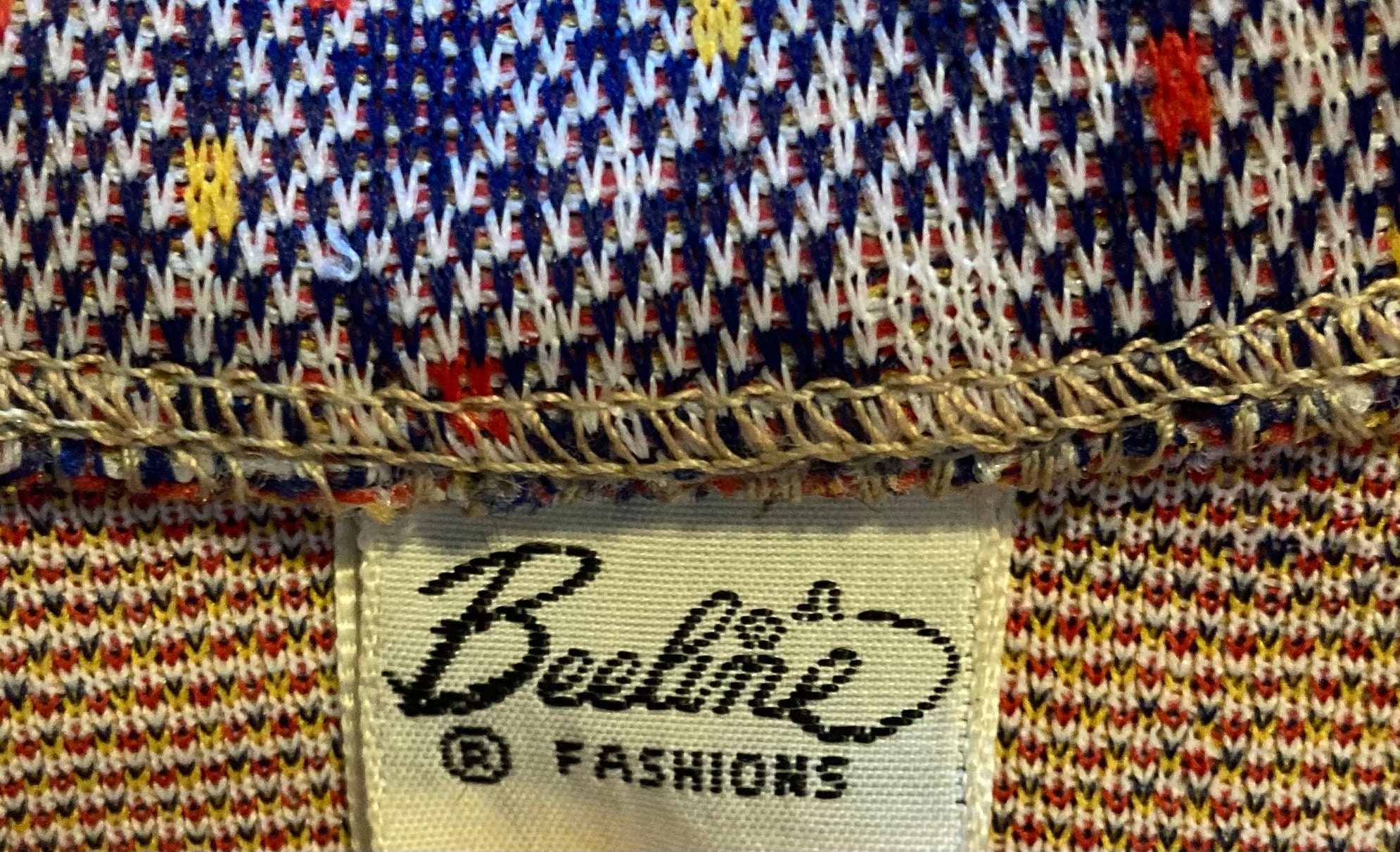 Vintage 70's Mod Beeline Fashion 3 Button, Multicolored Blouse. Labeled ...