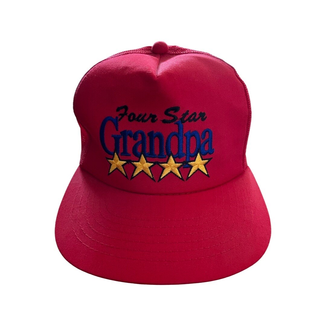 Vintage 90's Embroidered Four Star Grandpa Adjustable Snapback Hat. One ...