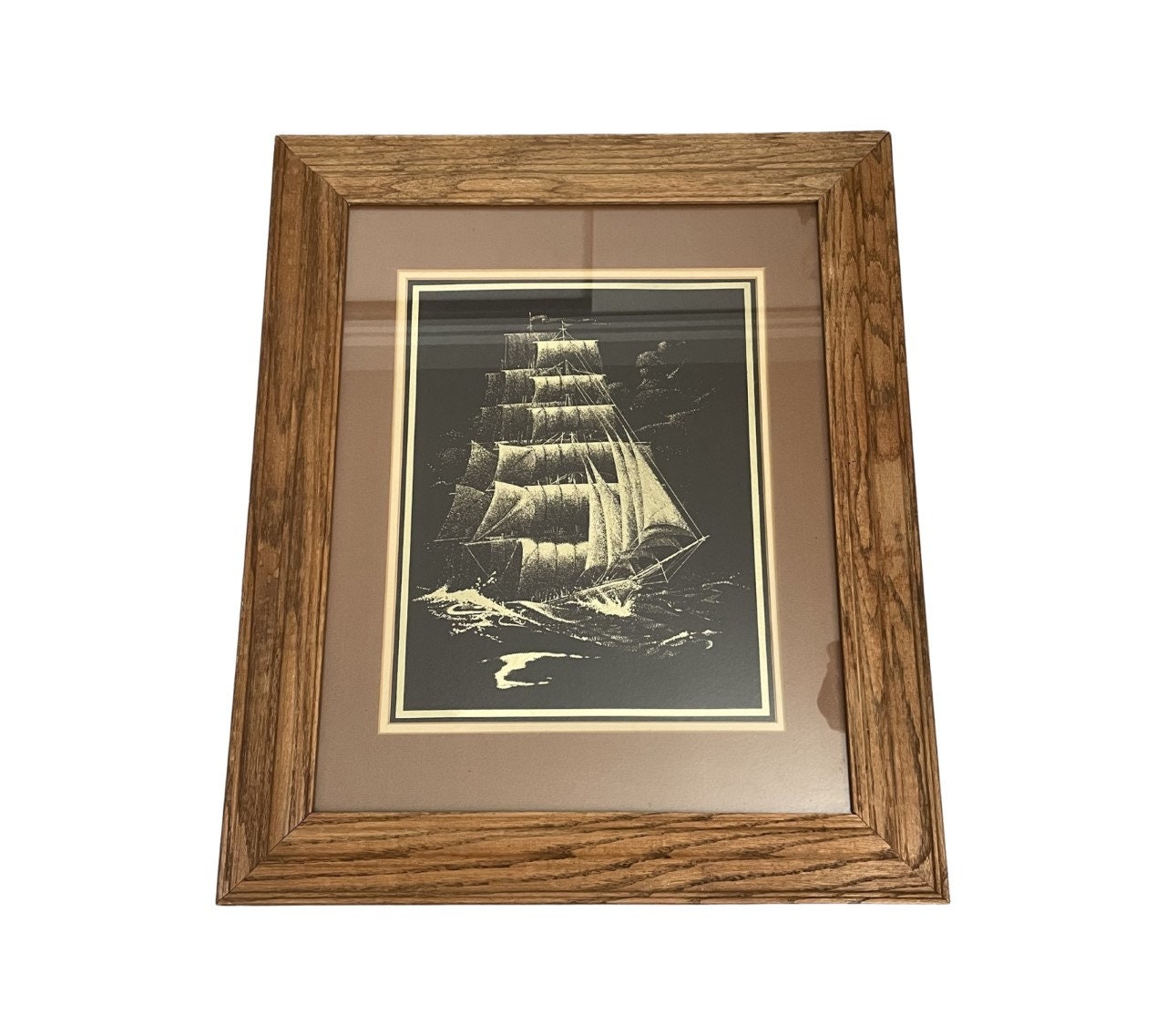 Framed 1970's Clipper Ship Etching on Foil by Paul M. Breeden Art ...