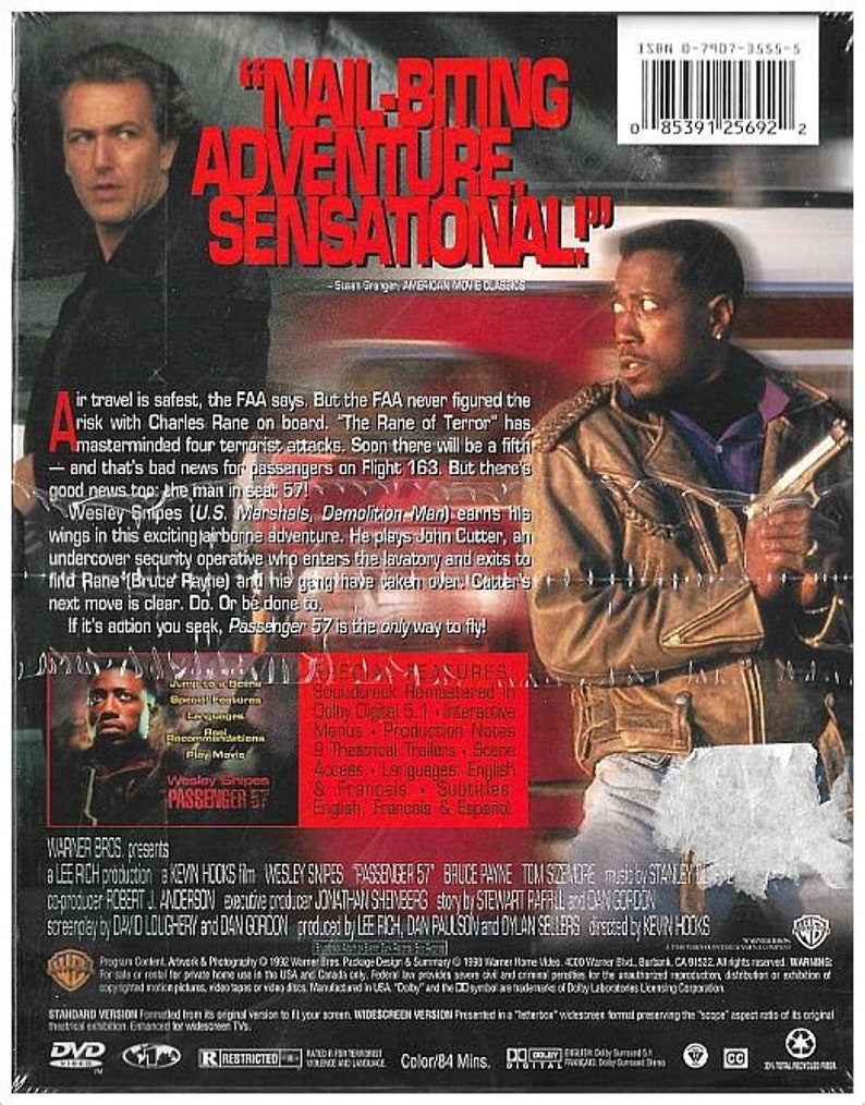 DVD Passenger 57 1992 wesley Snipes / Alex Datcher / Elizabeth Hurley ...