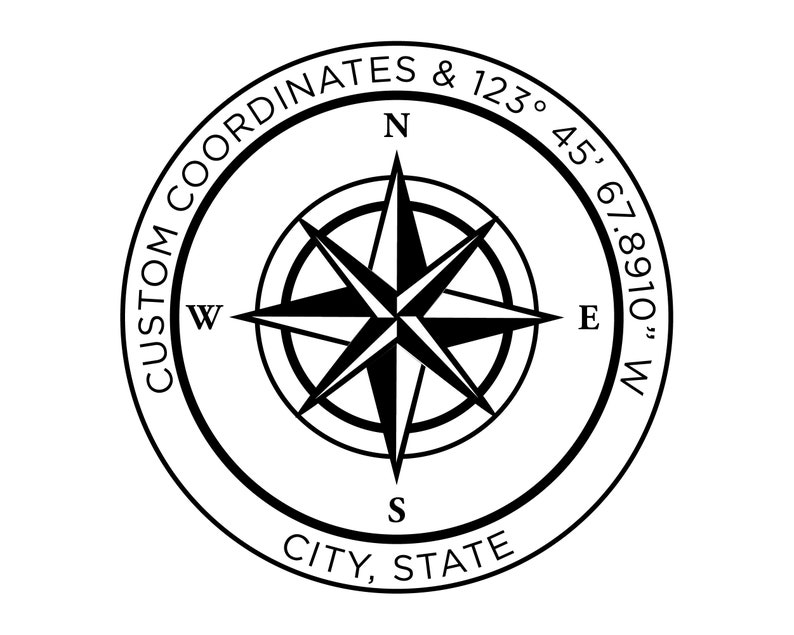 Custom Compass Rose Custom Coordinates Custom Design - Etsy
