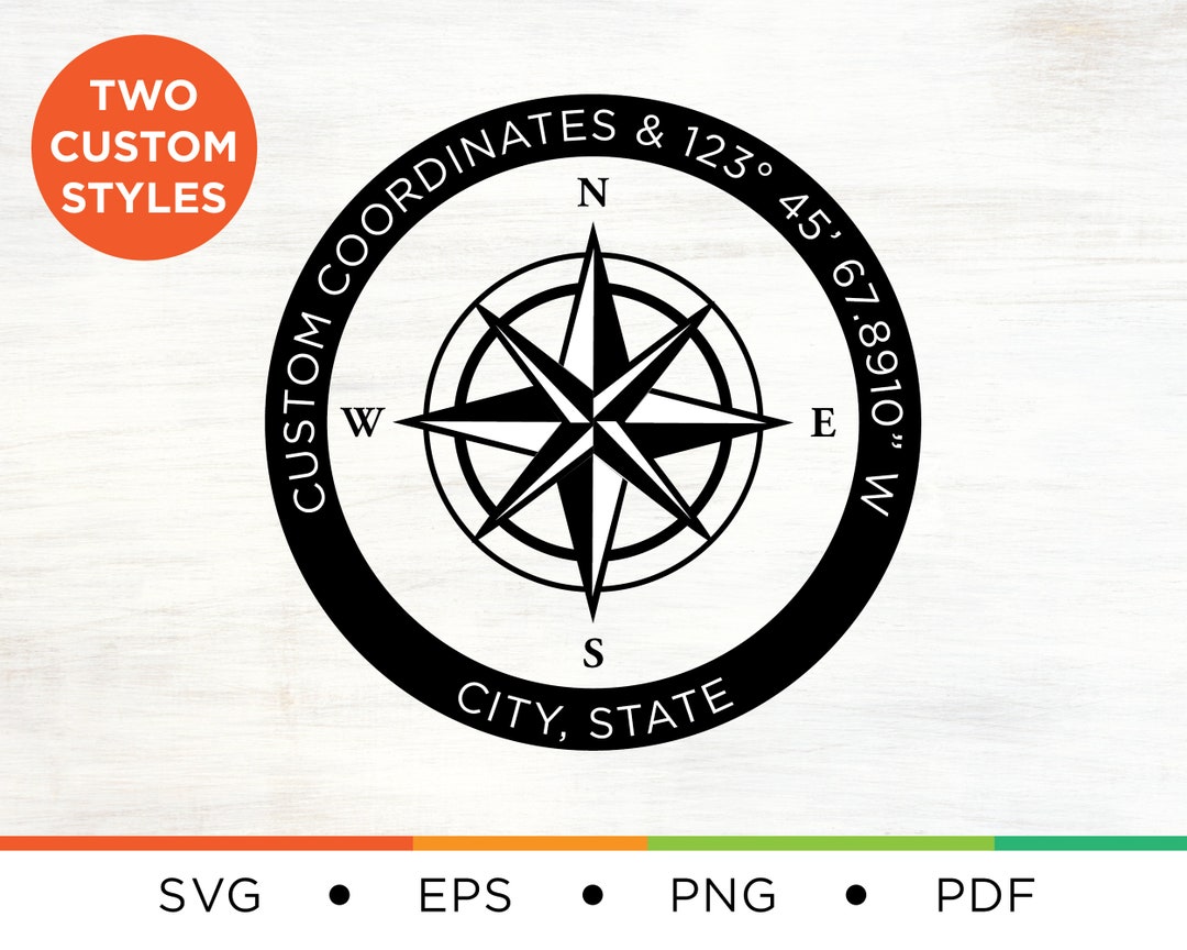 Custom Compass Rose - Custom Coordinates - Custom Design - Custom SVG ...