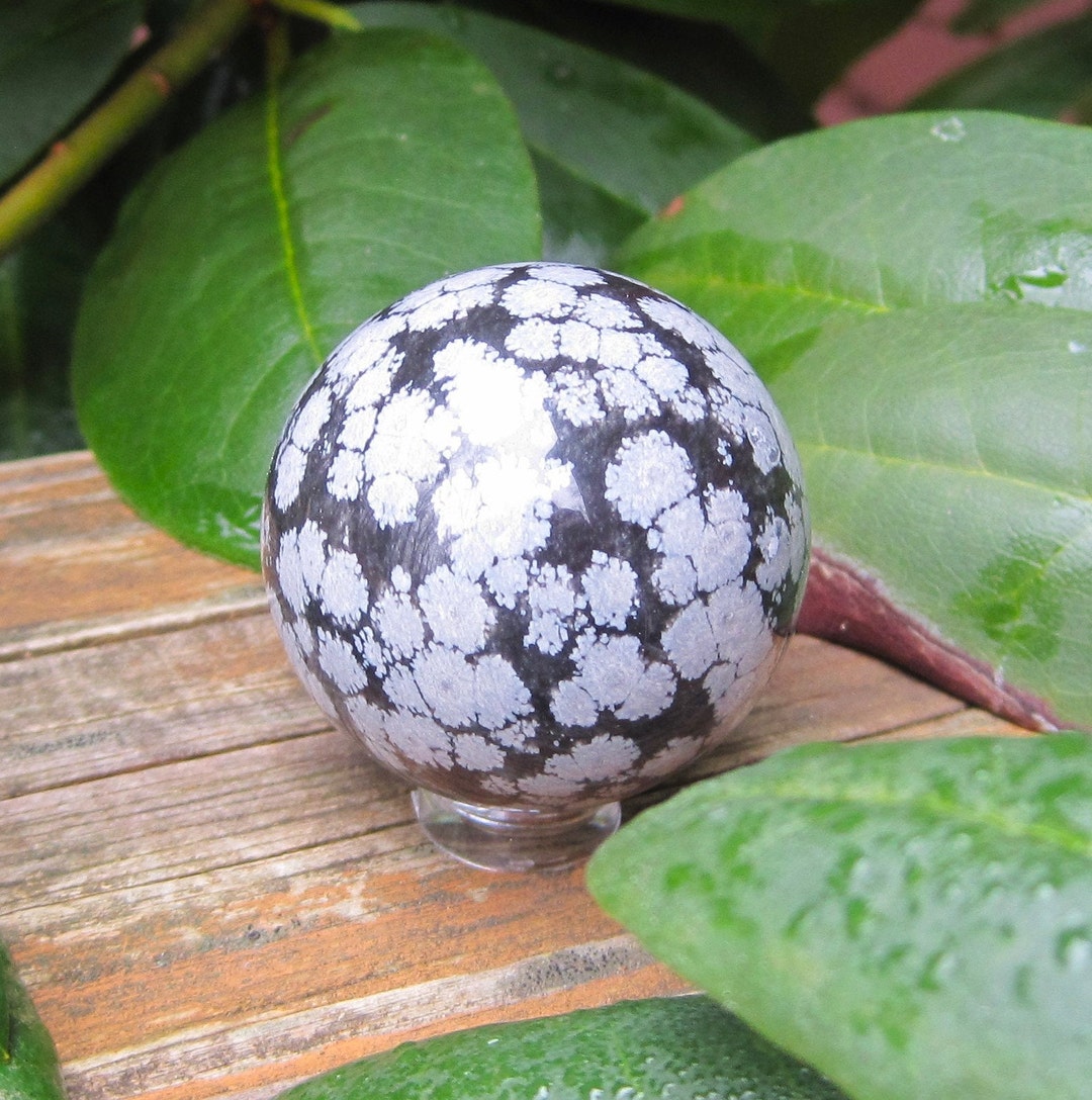 SNOWFLAKE OBSIDIAN Sphere Polished CRYSTAL Ball Balance, Centering ...