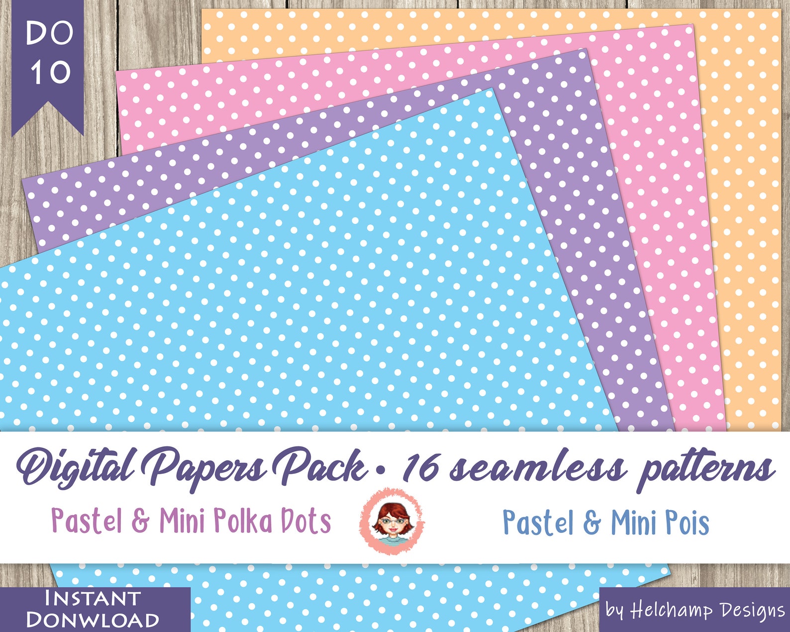 16 Mini Polka Dots & Pastel Colors Digital Papers - High Quality Polka ...