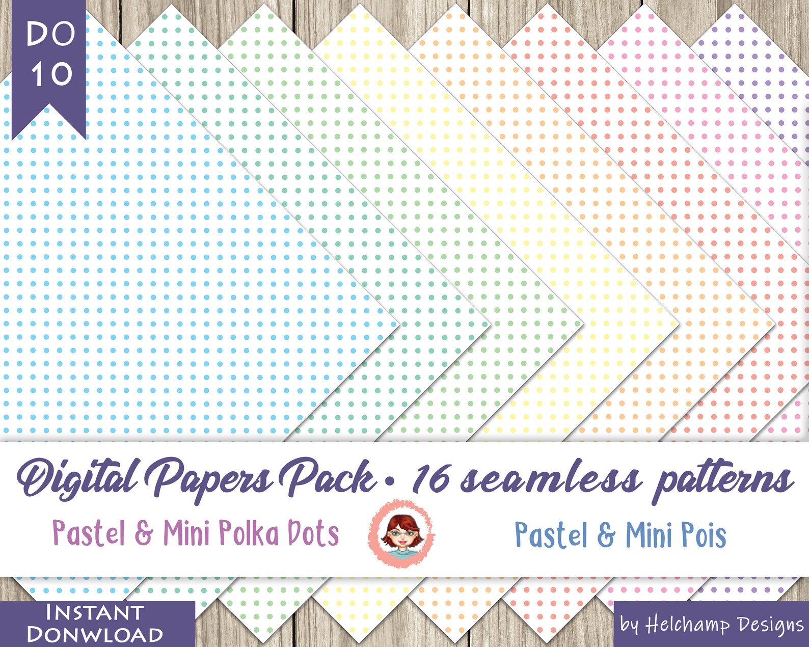 16 Mini Polka Dots & Pastel Colors Digital Papers - High Quality Polka ...