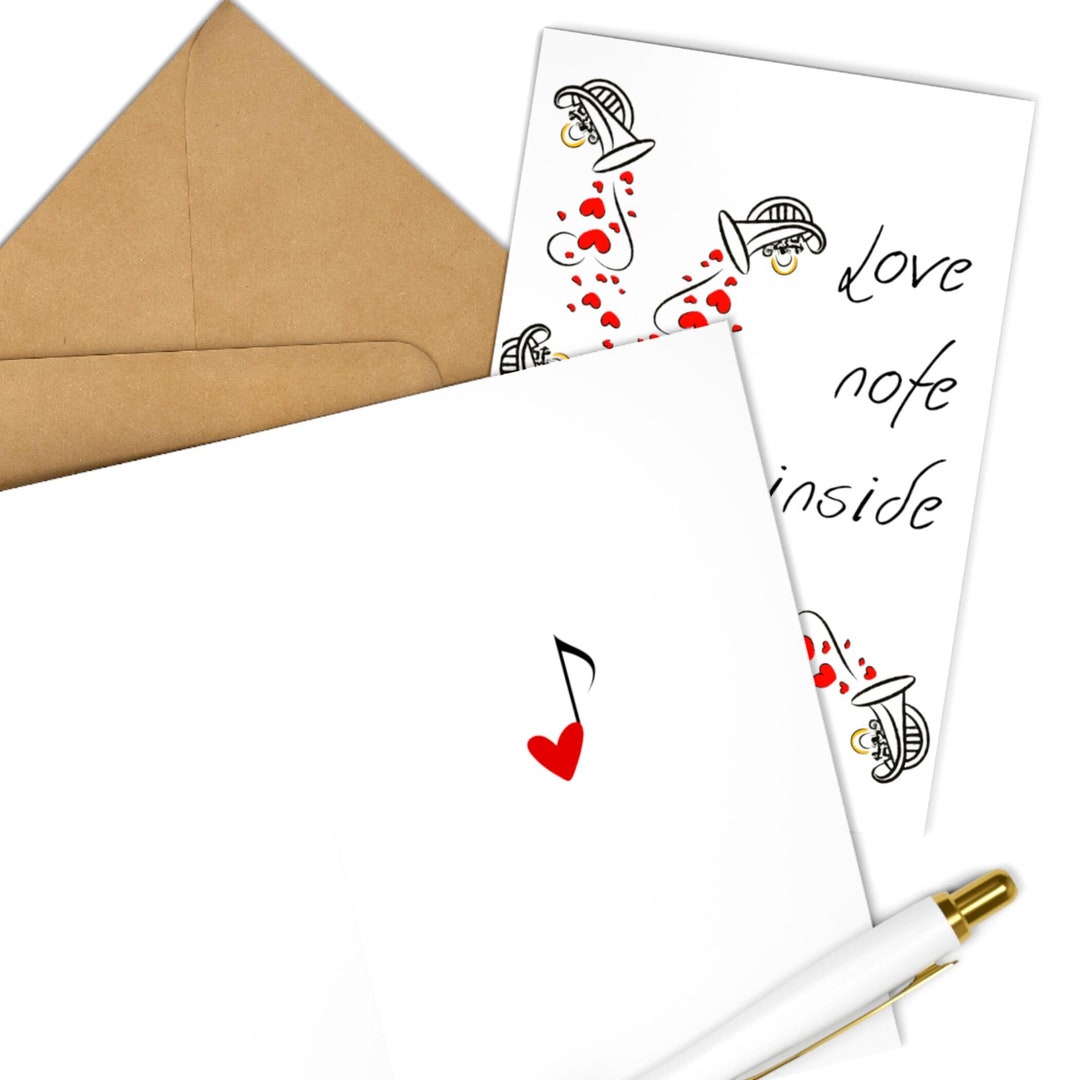 PRINTABLE Valentine Music Notes Greeting Card. Love Note Inside ...