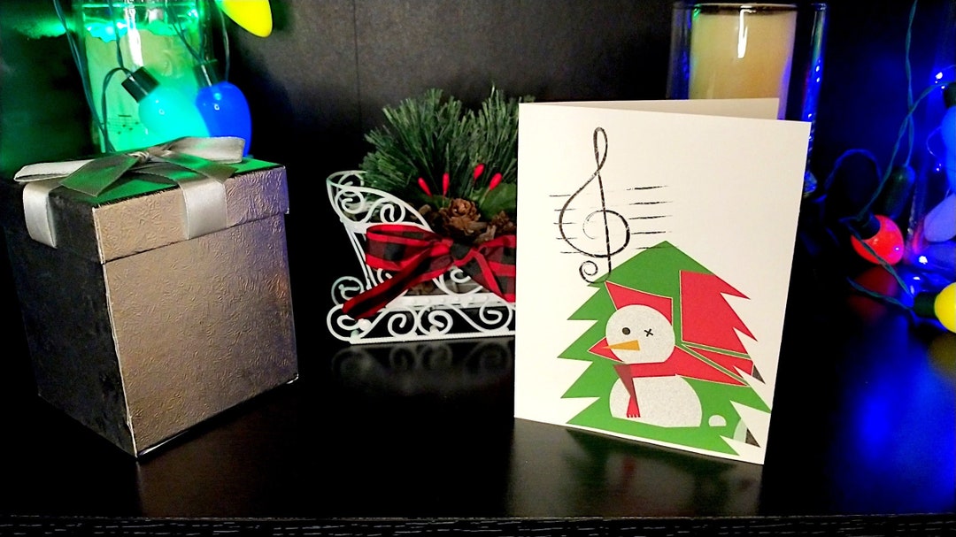 SNOWMAN TREBLE CLEF Printable Holiday Greeting Card Grunge - Etsy