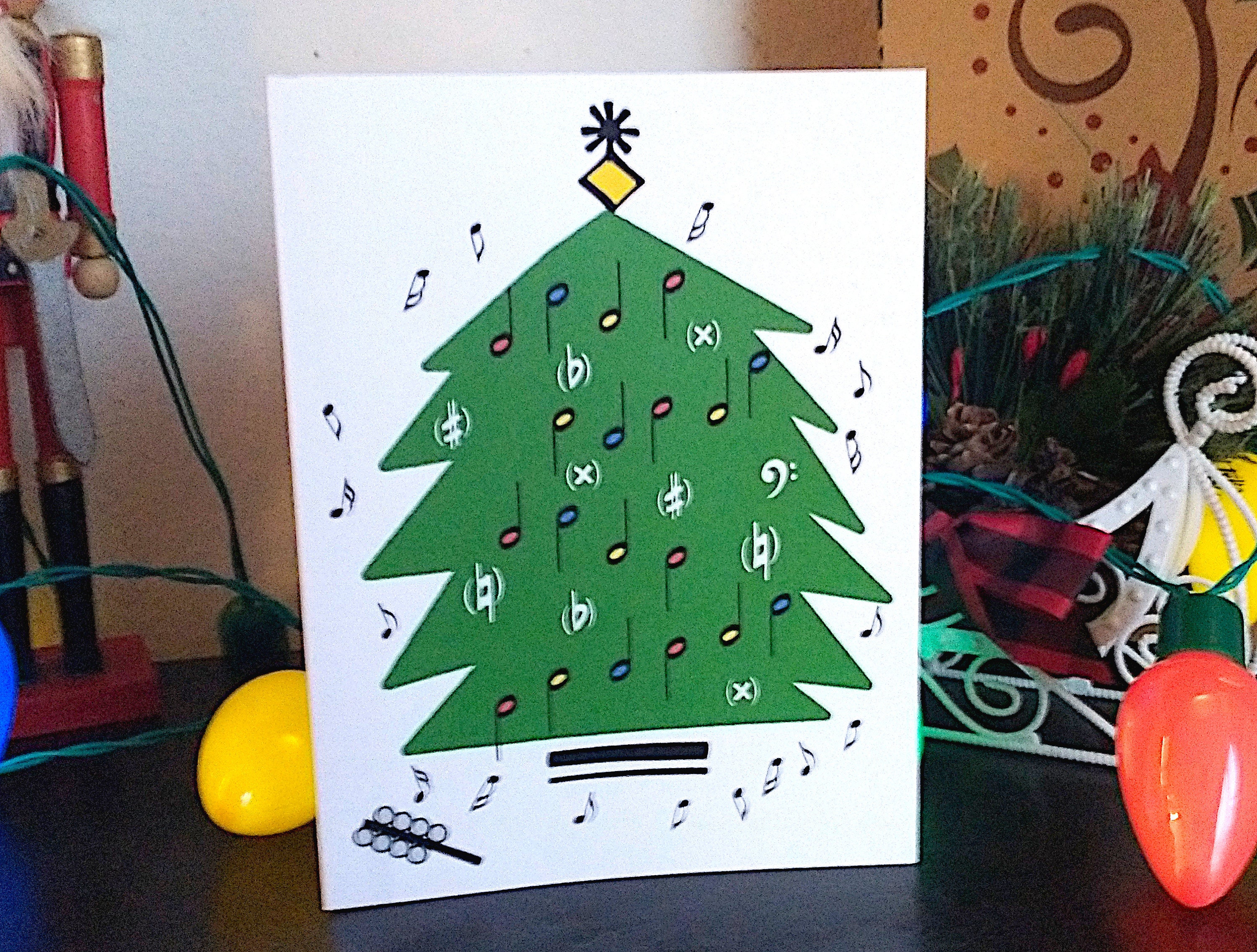 MUSIC NOTES TREE Printable Holiday Greeting Card Christmas - Etsy