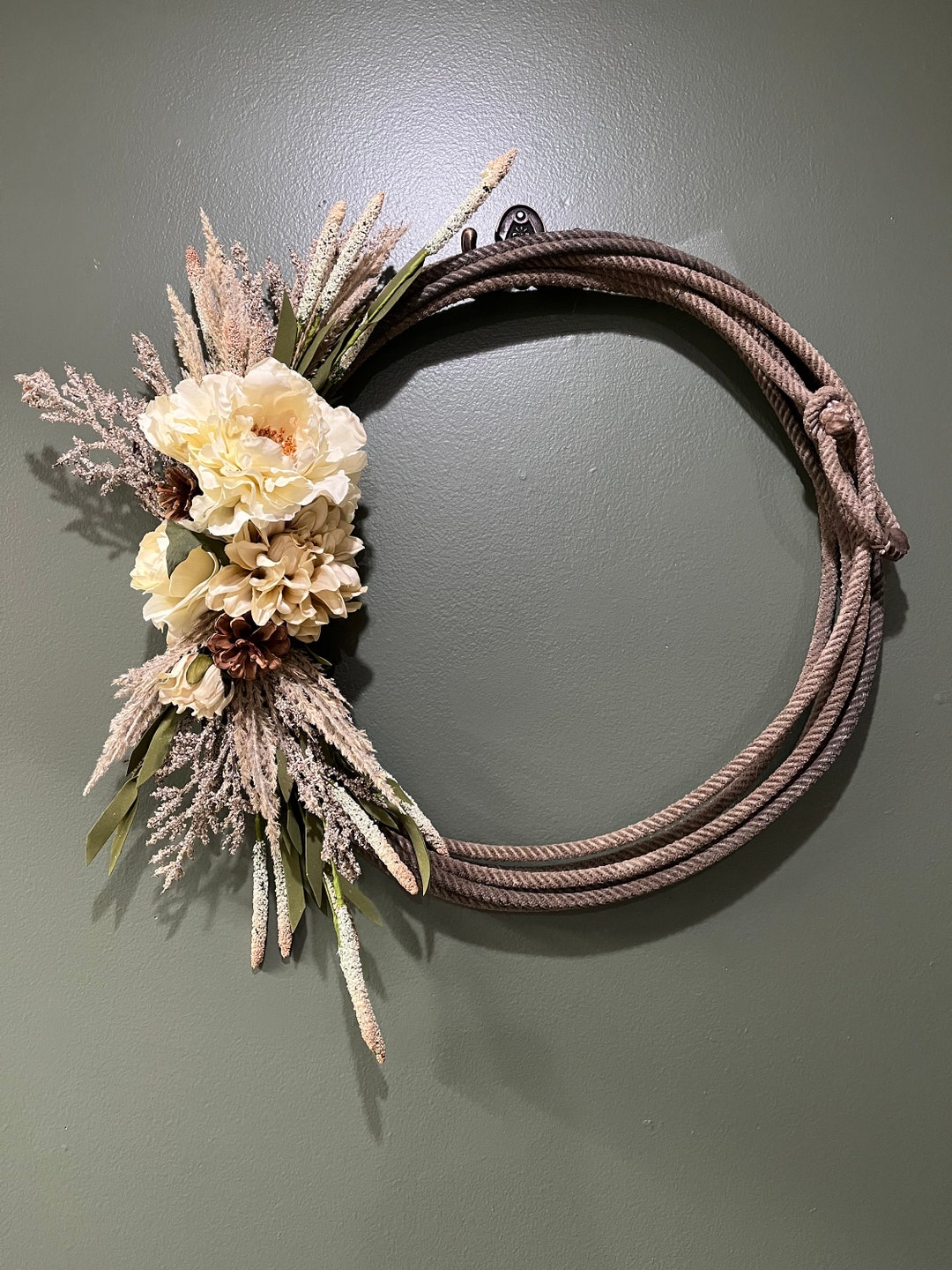 Lasso/lariat Wreath, Farmhouse Decor, Rope Wreath, Custom Floral Wreath ...