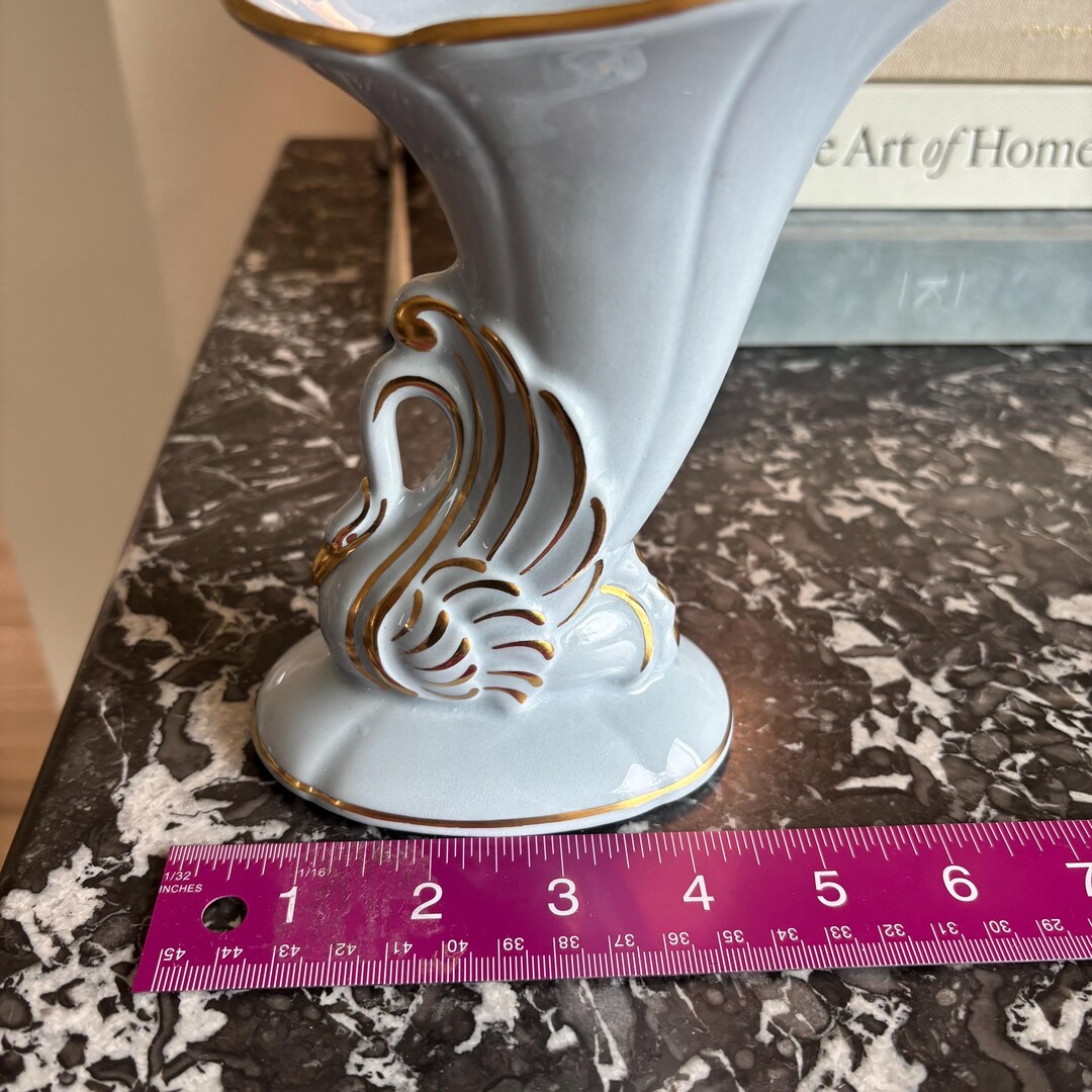 Vintage 1940s MCM Chadwick Art Pottery Swan Vase Planter Art Deco Blue ...