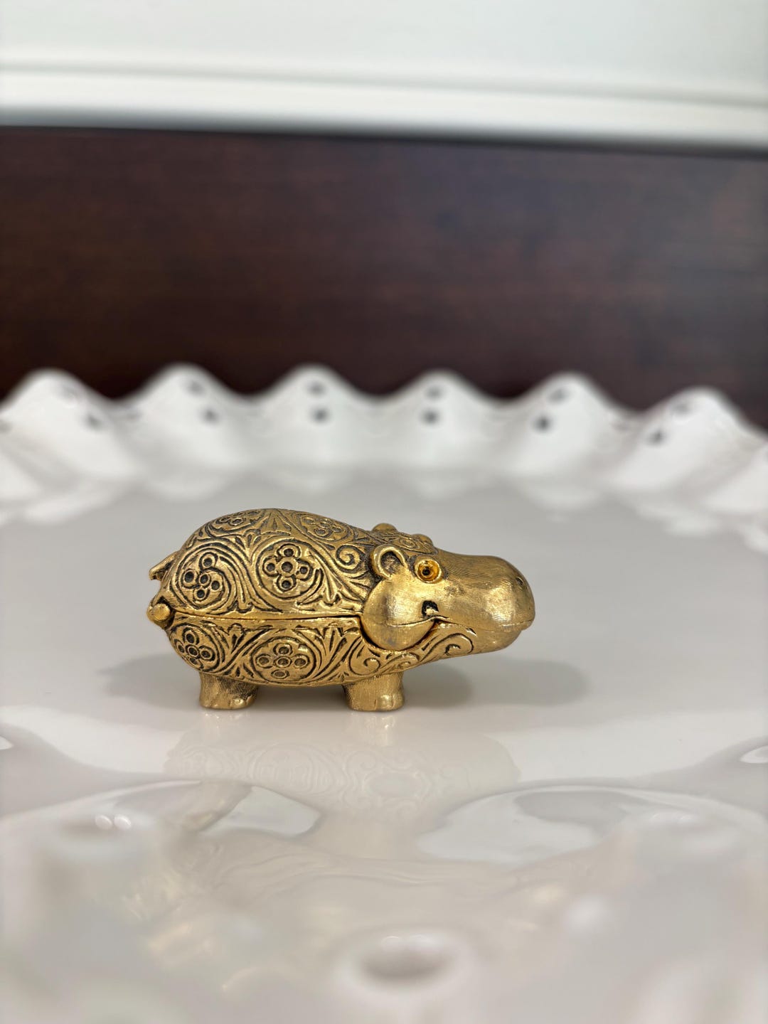 Rare Vintage Brass Hippo Shaped Max Factor Perfume Locket Pill Box ...