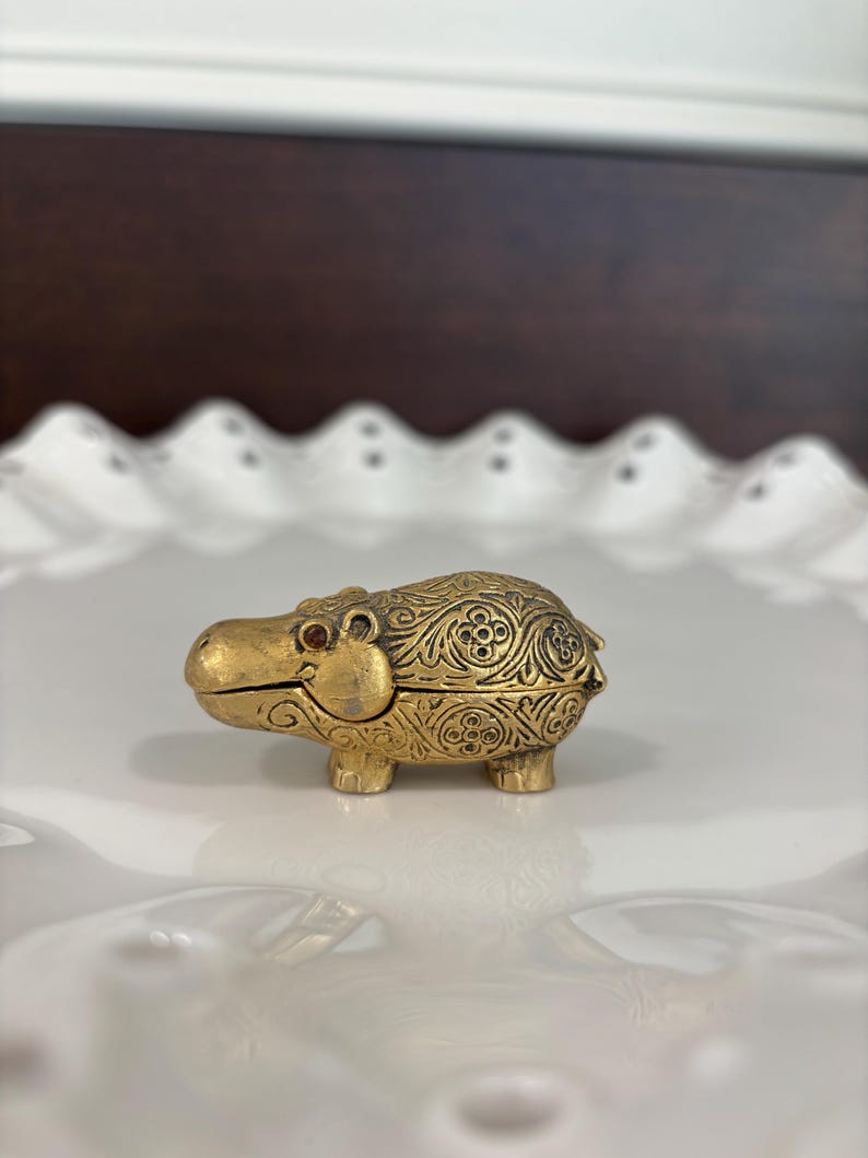 Rare Vintage Brass Hippo Shaped Max Factor Perfume Locket Pill Box ...