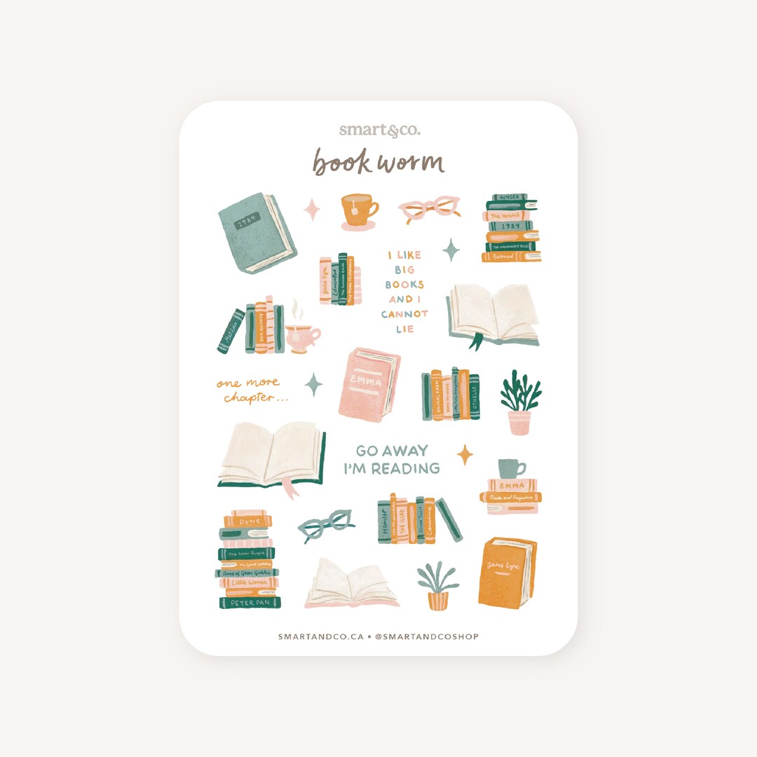 BOOK WORM Sticker Sheet Bullet Journal Stickers, Planner Stickers ...