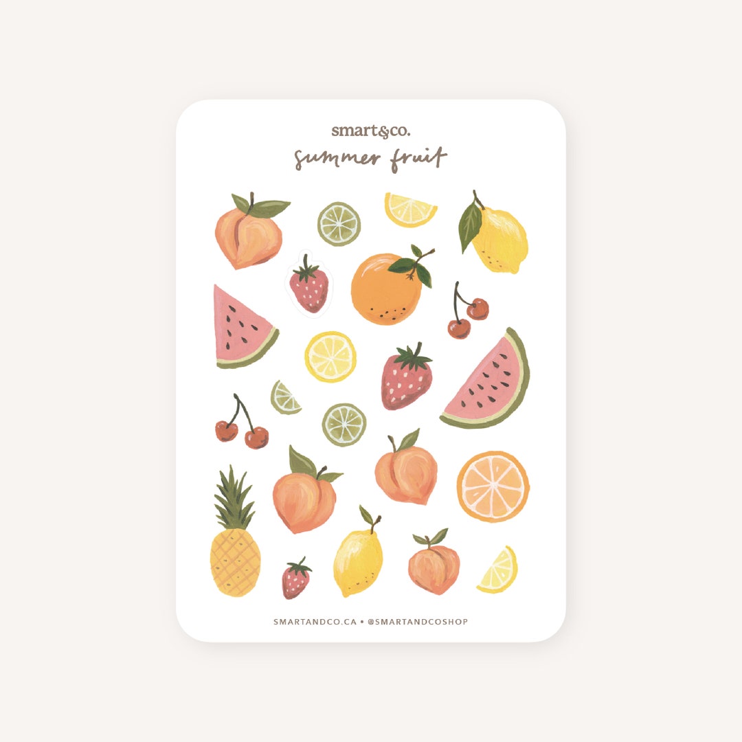 SUMMER FRUIT Sticker Sheet | Bullet Journal Stickers, Planner Stickers ...