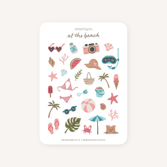 AT THE BEACH Sticker Sheet Bullet Journal Stickers Planner - Etsy
