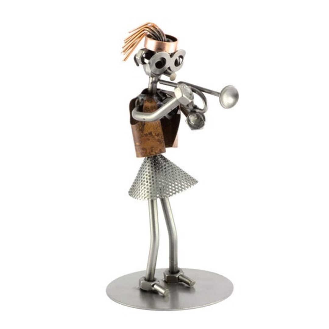 Nuts and Bolts Sculpture female Trumpet Player Handmade Ornament ...