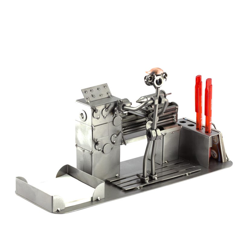 Nuts and Bolts Sculpture "lathe Operator Desk Organizer" - Handmade ...