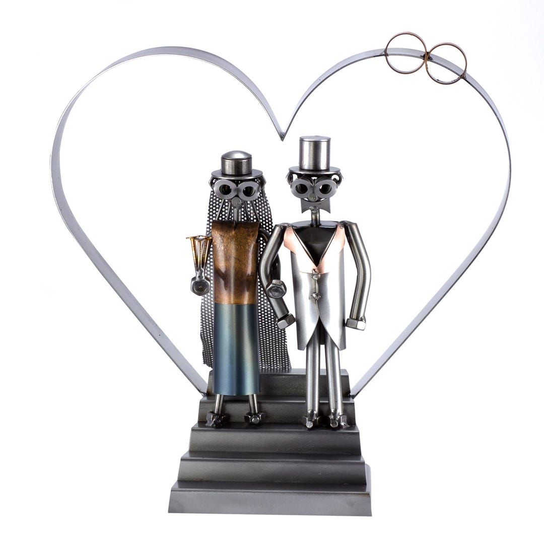 Nuts and Bolts Sculpture "the Bride and Groom Xxl" - Handmade Ornament ...