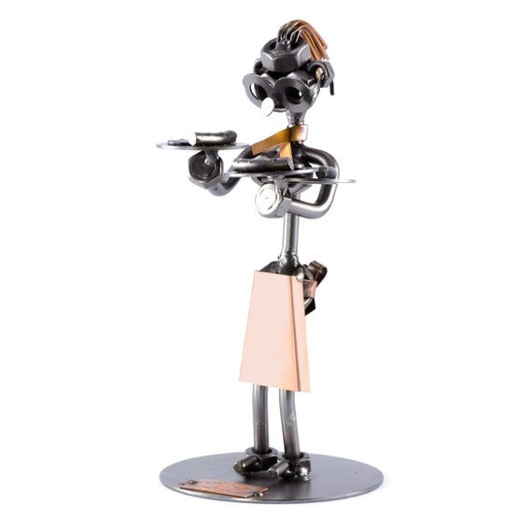 Nuts and Bolts Sculpture "waitress With Dishes" - Handmade Ornament ...