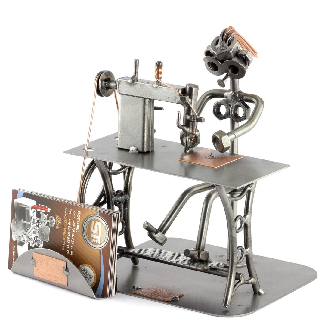 Nuts and Bolts Sculpture "sewing Machine With Business Card Holder ...