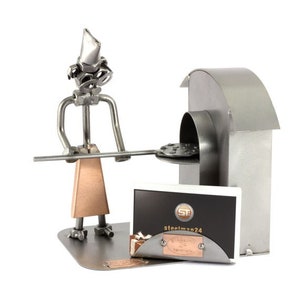 Nuts and Bolts Sculpture pizza-baker With Business Card Holder Handmade ...