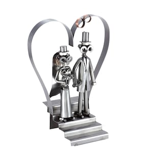 Nuts and Bolts Sculpture the Bride and Groom Handmade Ornament Figurine ...