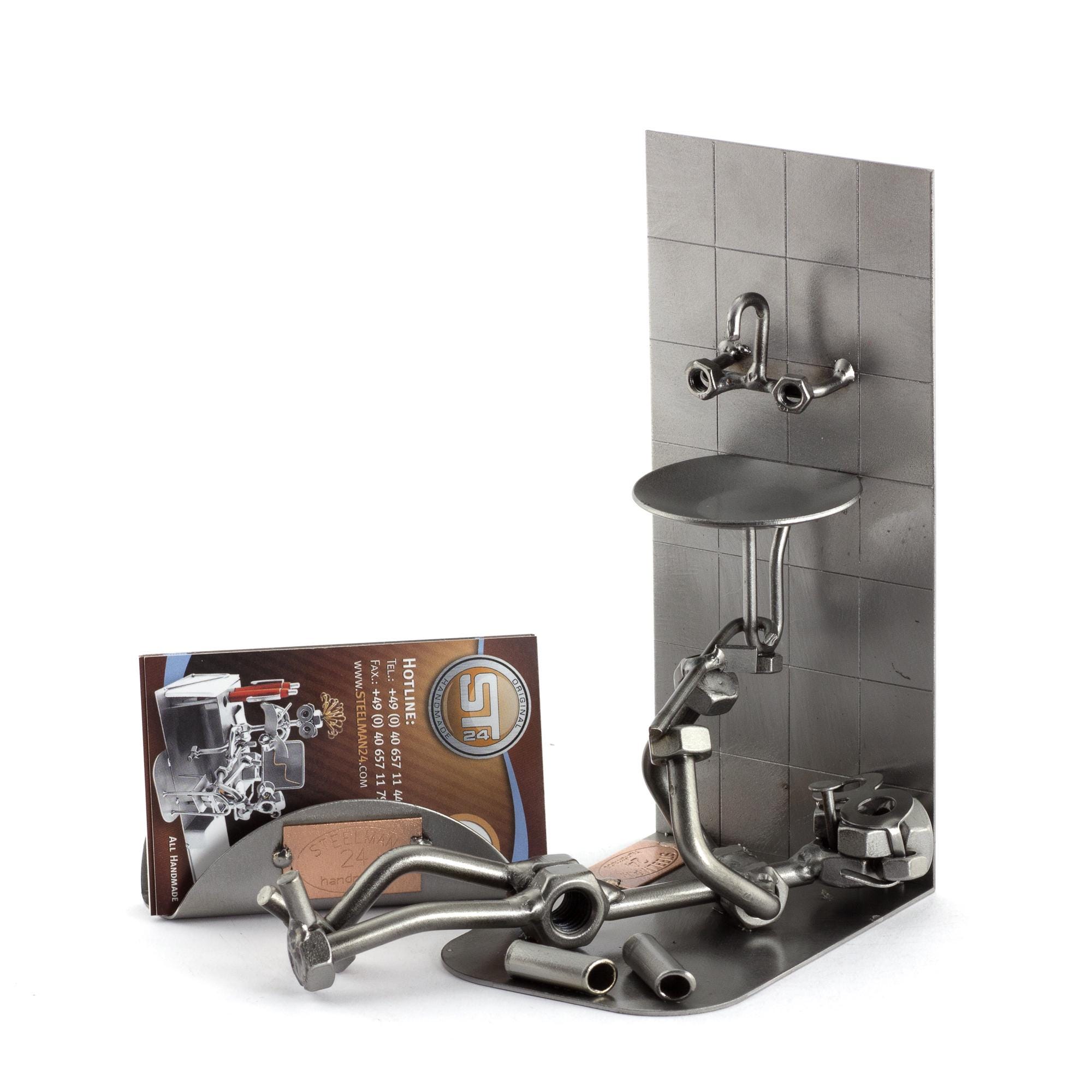 Nuts and Bolts Sculpture "plumber With Business Card Holder" - Handmade ...