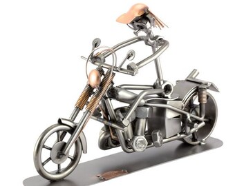 Nuts and Bolts Sculpture chopper Sidecar With Dog Handmade Ornament ...