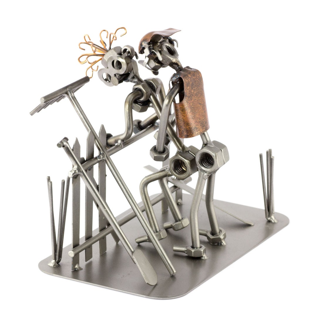 Nuts and Bolts Sculpture "sexy Gardeners" - Handmade Ornament Figurine ...