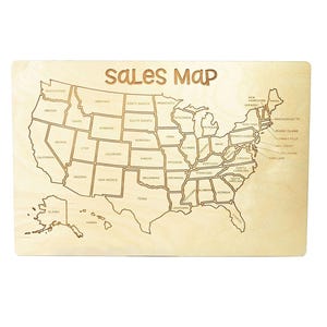 Business Sales Map Tracker, Custom Wooden Map of United States ...