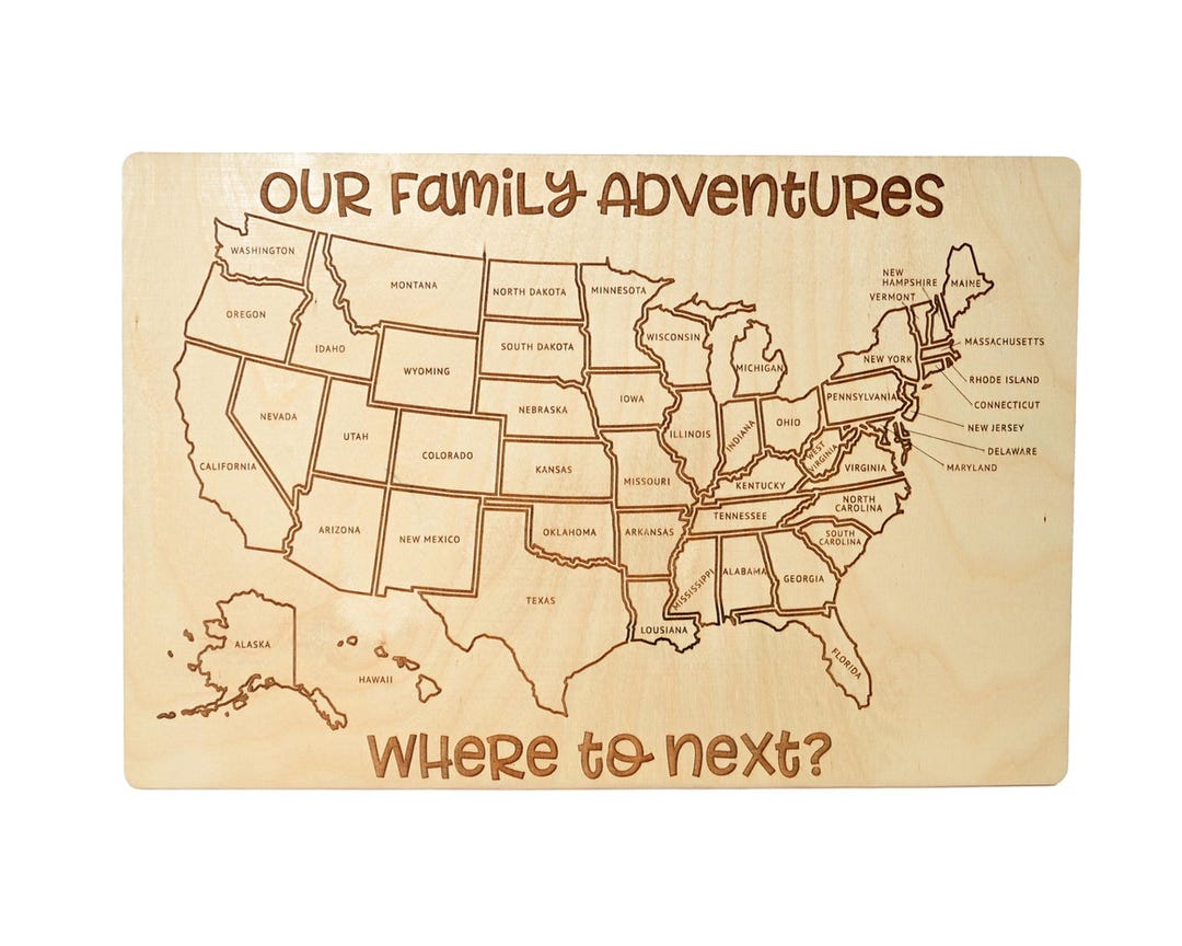 Our Family Adventures, Travel Tracker, Custom Wooden Map of United ...