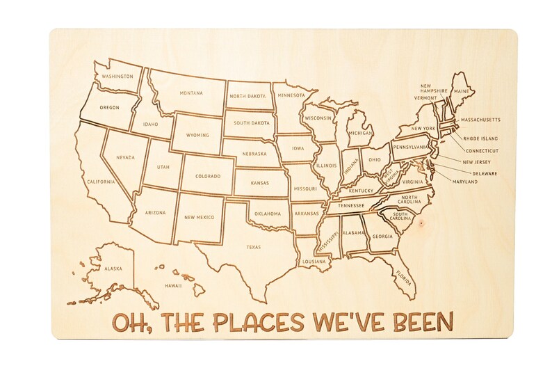 Custom Wooden Map of United States Handmade DIY Places Ive - Etsy