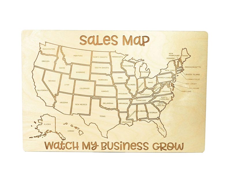Business Sales Map Tracker, Custom Wooden Map of United States ...
