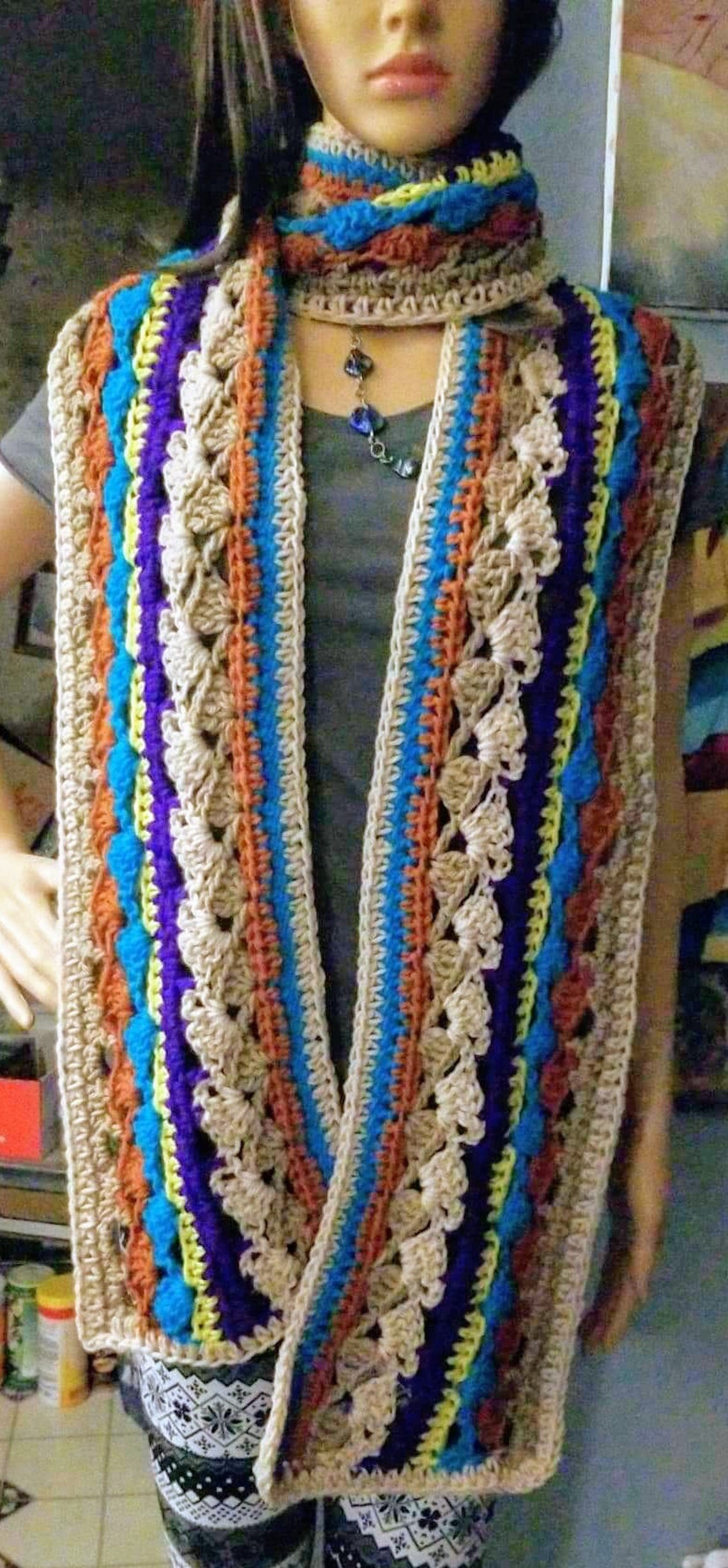 Slanted Lace Shell Scarf Digital Pattern Crochet Pattern - Etsy