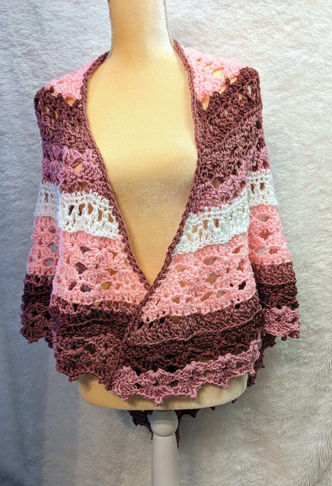 Ladies Shawl, Lacy Triangle Shawl, Crochet Shawl, Wrap, Cover Up ...