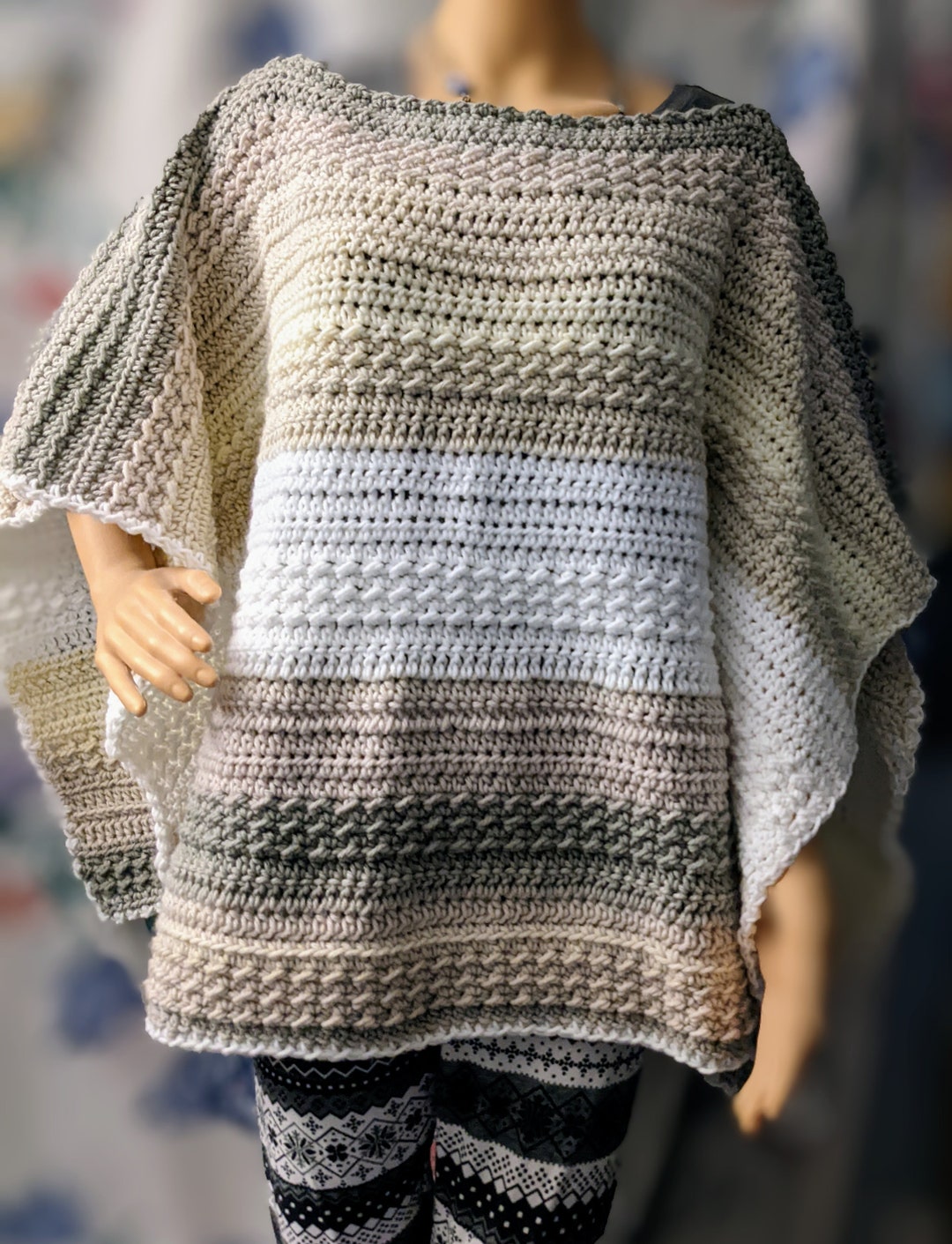 Crochet Poncho Pattern: Macaroni Serape, Rectangle Design (digital ...