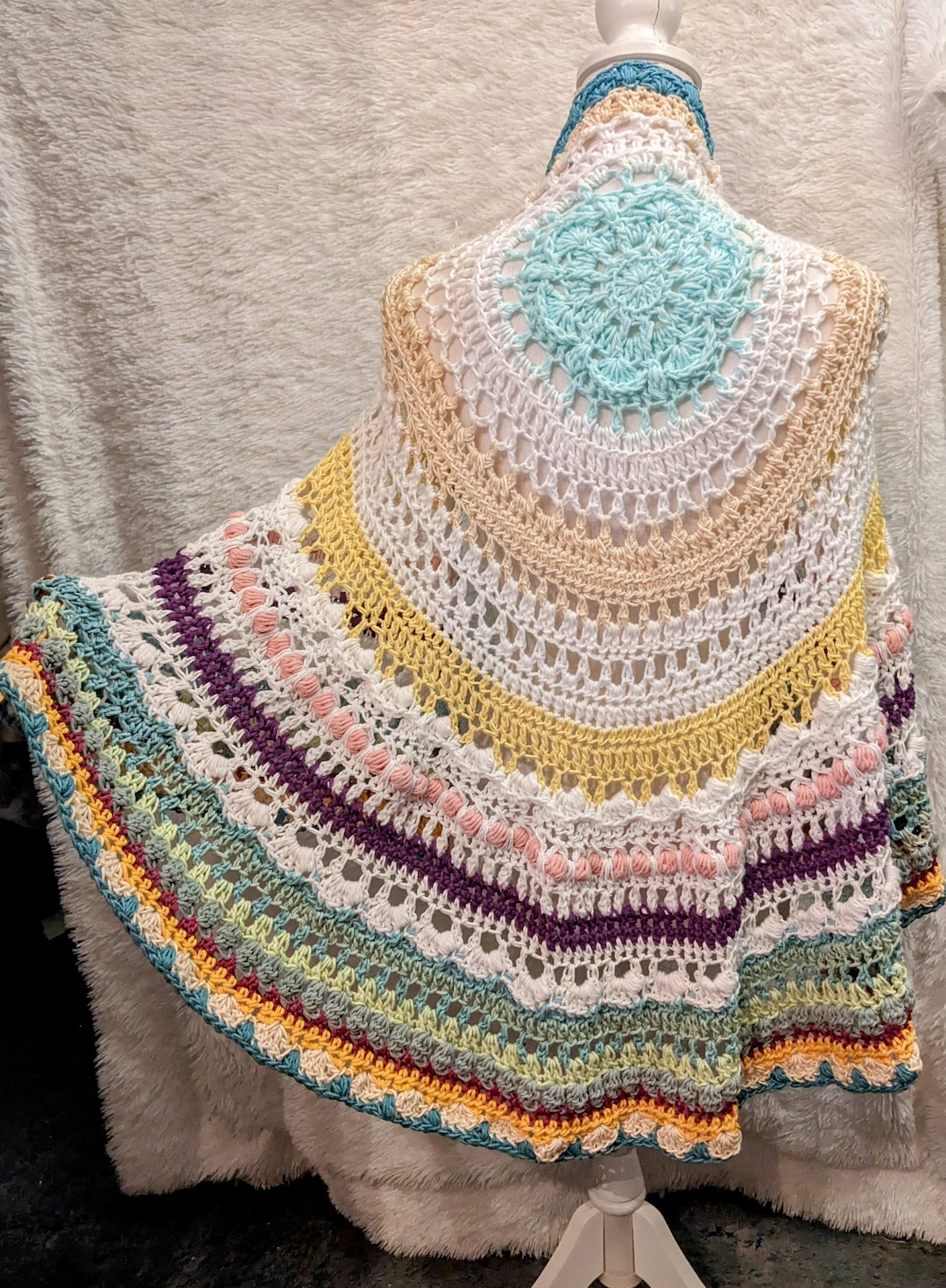 Mandala, Shawl, Crochet Shawl, Half Circle Shawl, Hand Crocheted Shawl, Women's Shawl - Etsy