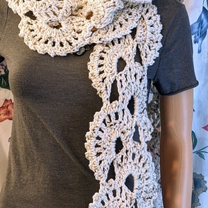 Oyster Shell Lace, Scarf, Crochet Scarf, Lady Scarf, Fashion, Accessory ...