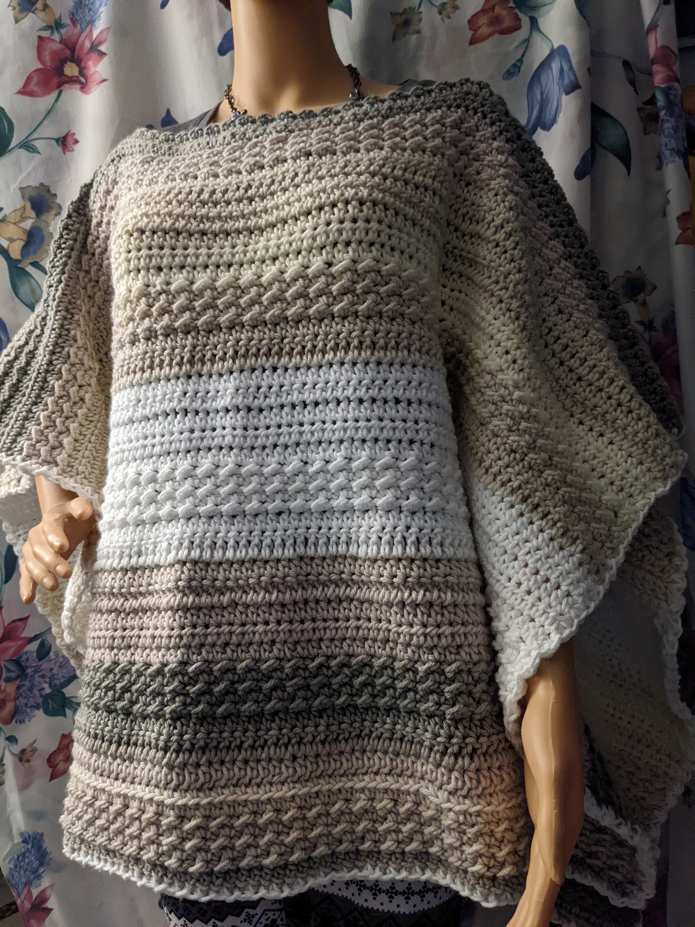 Crochet Poncho Pattern: Macaroni Serape, Rectangle Design (digital ...