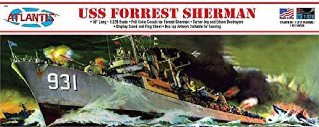 USS Forrest Sherman Destroyer Plastic Model Ship Kit 1/320 Atlantis - Etsy